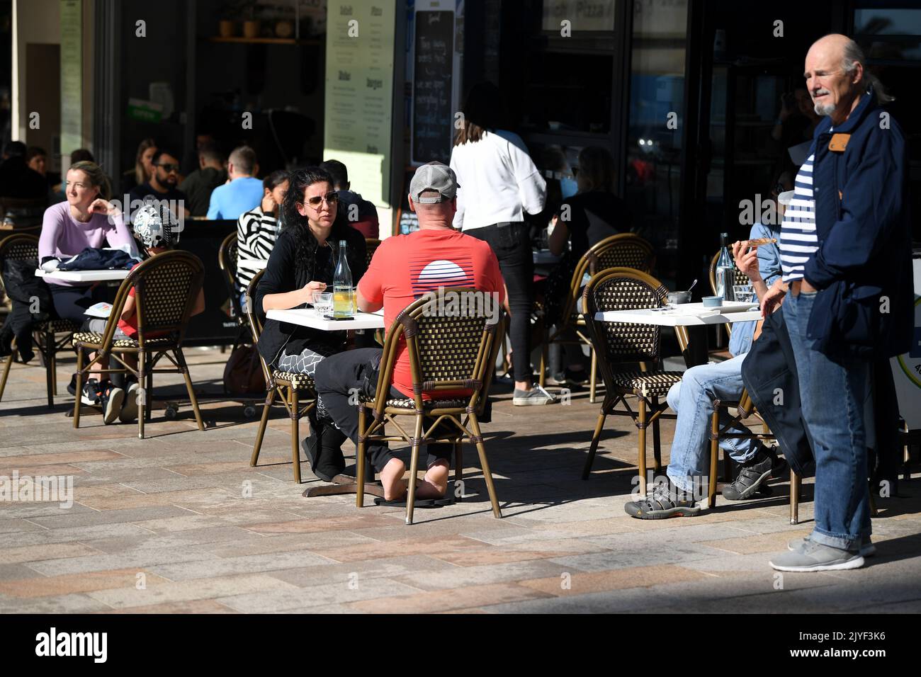 Diners are seen at a cafe in Bronte in Sydney, Sunday, July 19, 2020 ...