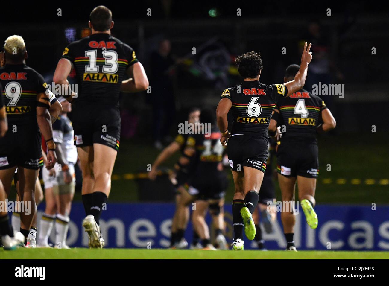 Jarome Luai of the Panthers celebrates after their win over the Cowboys ...