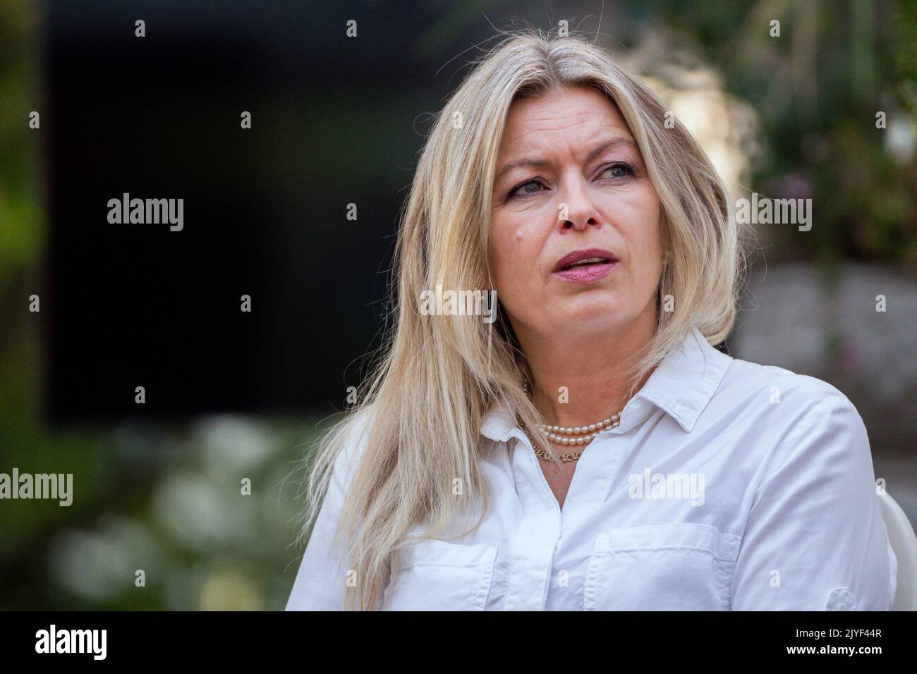 Oslo 20220906.Author and journalist Linn Stalsberg during conversation ...