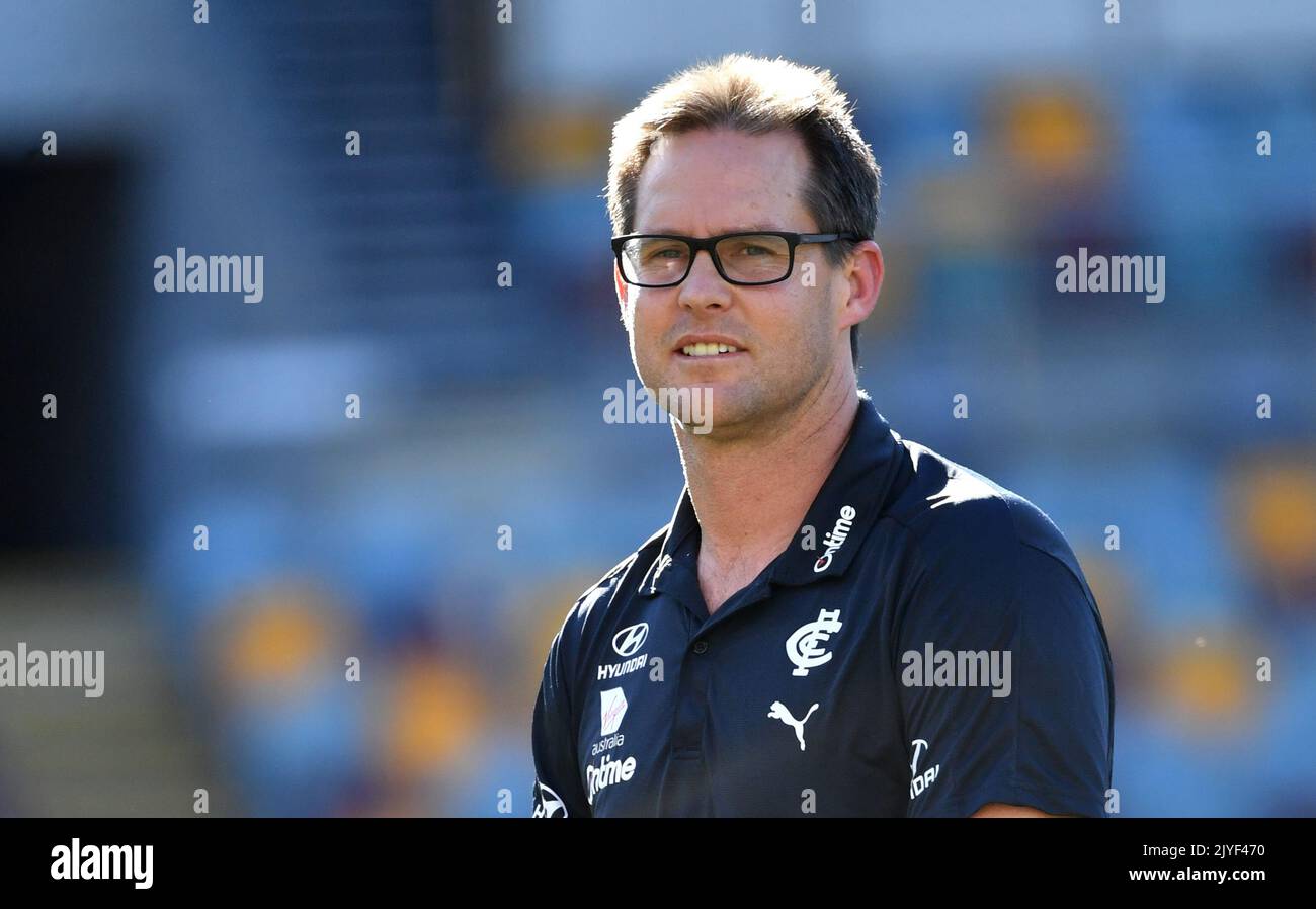 Carlton coach David Teague is seen during the Round 7 AFL match between ...