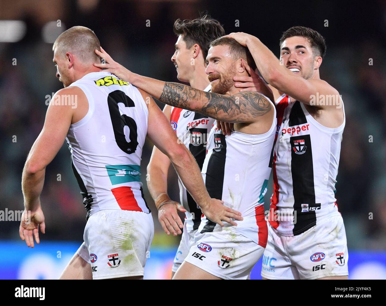 Dean Kent of the Saints celebrates a goal during the Round 8 AFL match ...