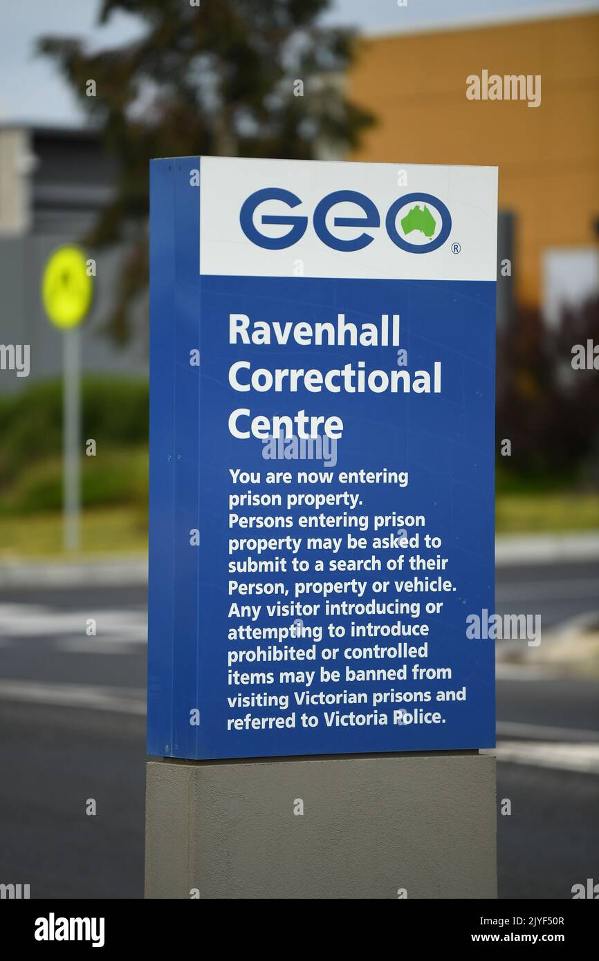 General view of signage outside of the Ravenhall Correction Centre in ...