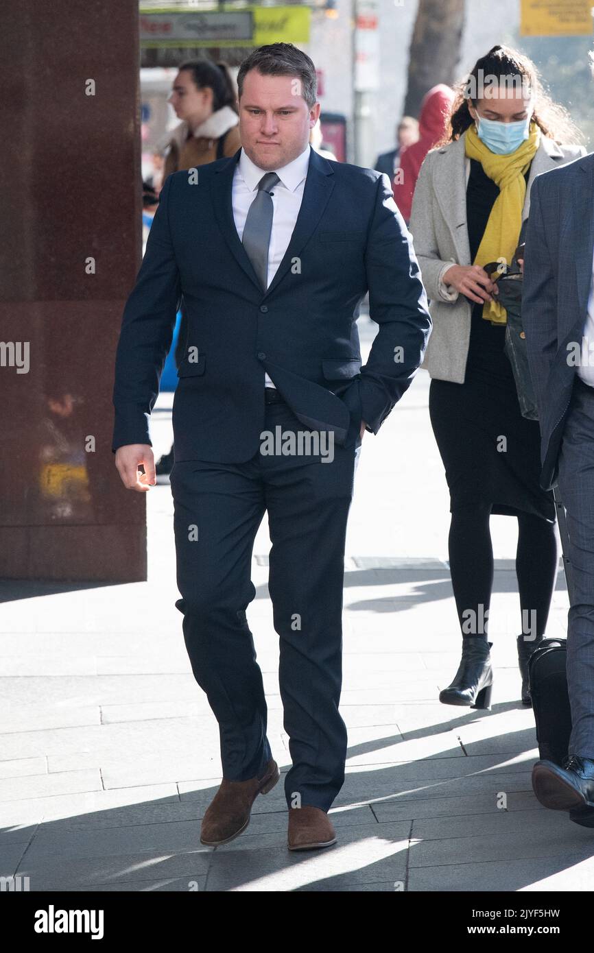 Ben Fenner arrives at the Downing Centre District Court in Sydney ...