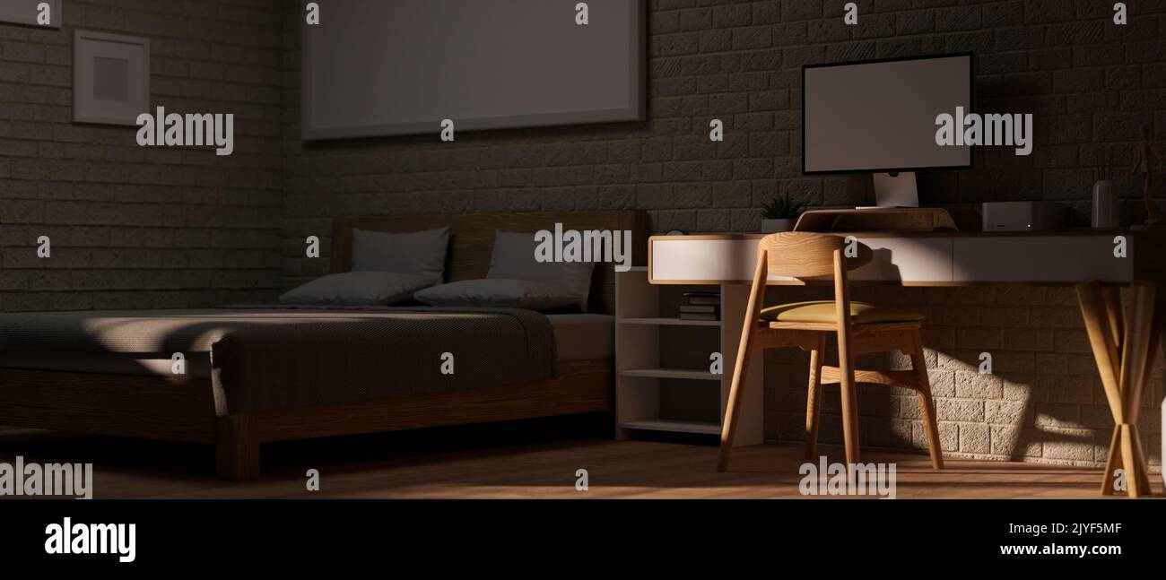 Minimal comfortable home bedroom interior design with comfy bed ...