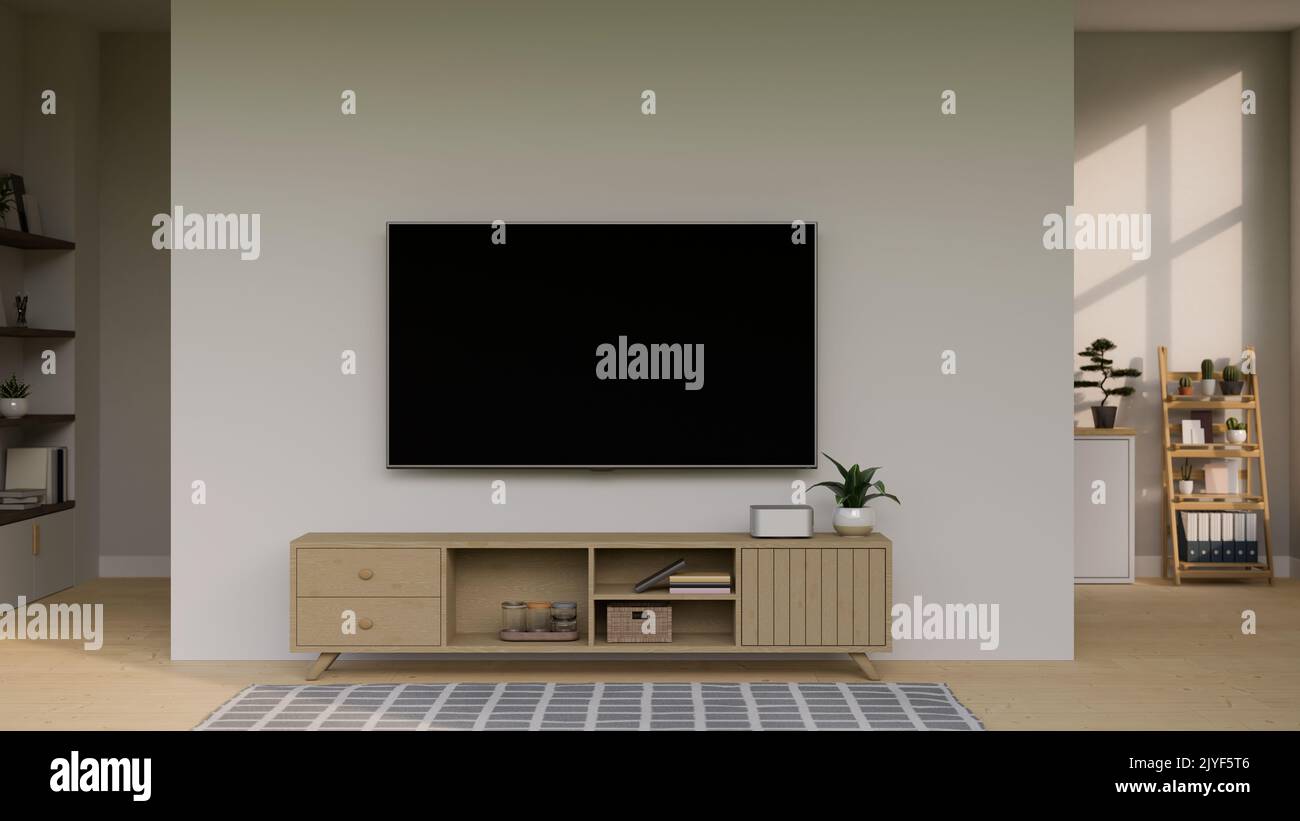 Comfortable minimal Scandinavian home living room interior design with ...