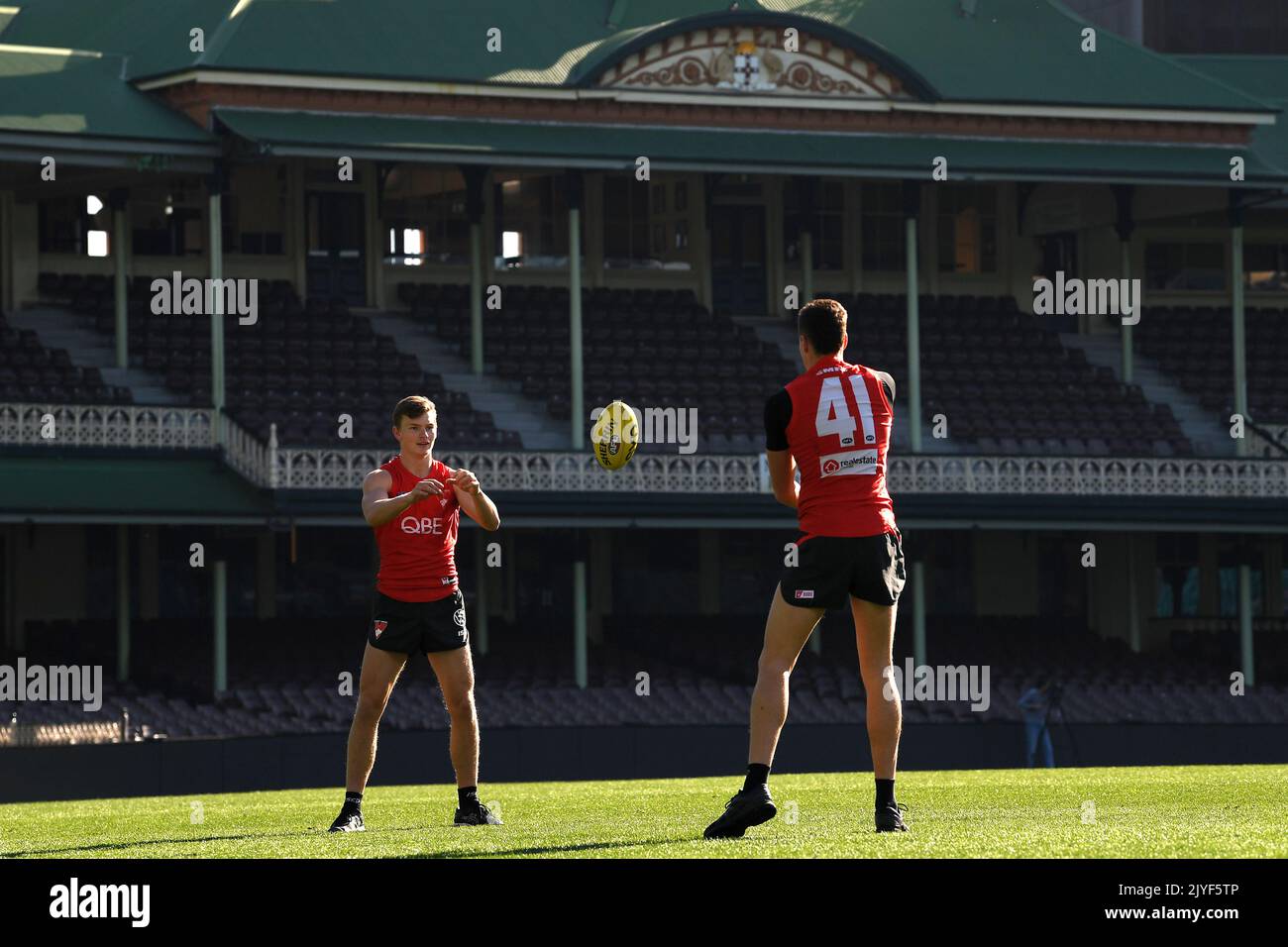 Swans players Brady Rowles and Hayden McLean during an AFL Sydney Swans ...