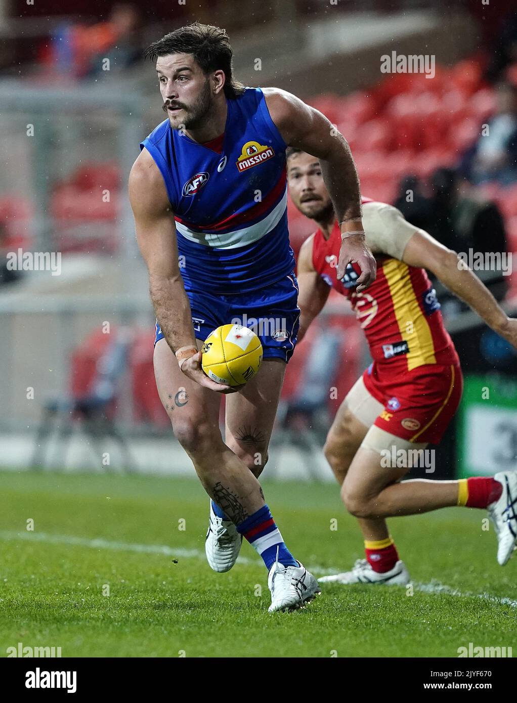 Josh Bruce of the Bulldogs during the Round 8 AFL match between the ...
