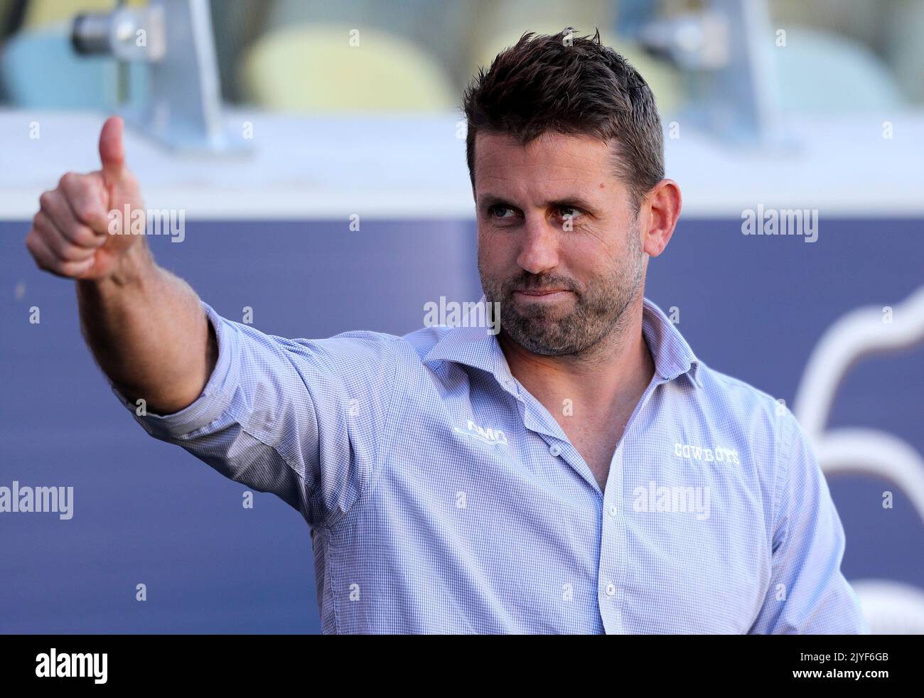 Cowboys coach Josh Hannah gestures during the Round 11 NRL match ...