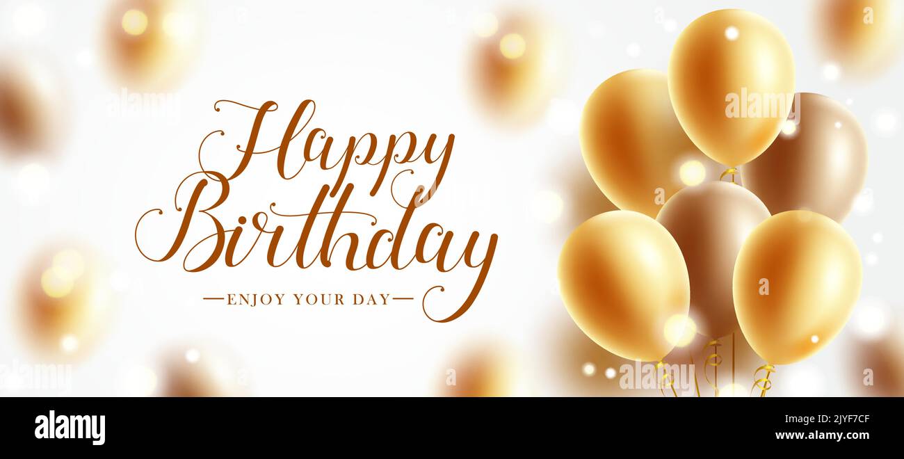 Birthday greeting vector design. Happy birthday text in elegant gold ...