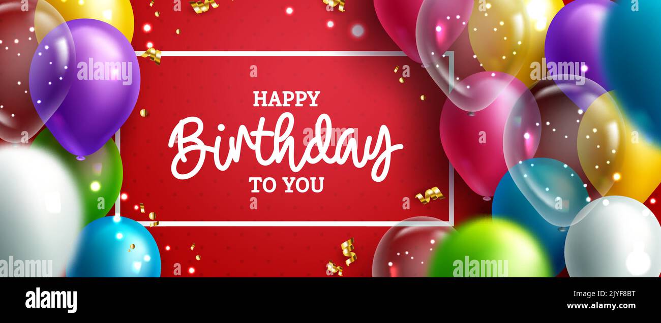 Birthday greeting vector template design. Happy birthday text in red ...