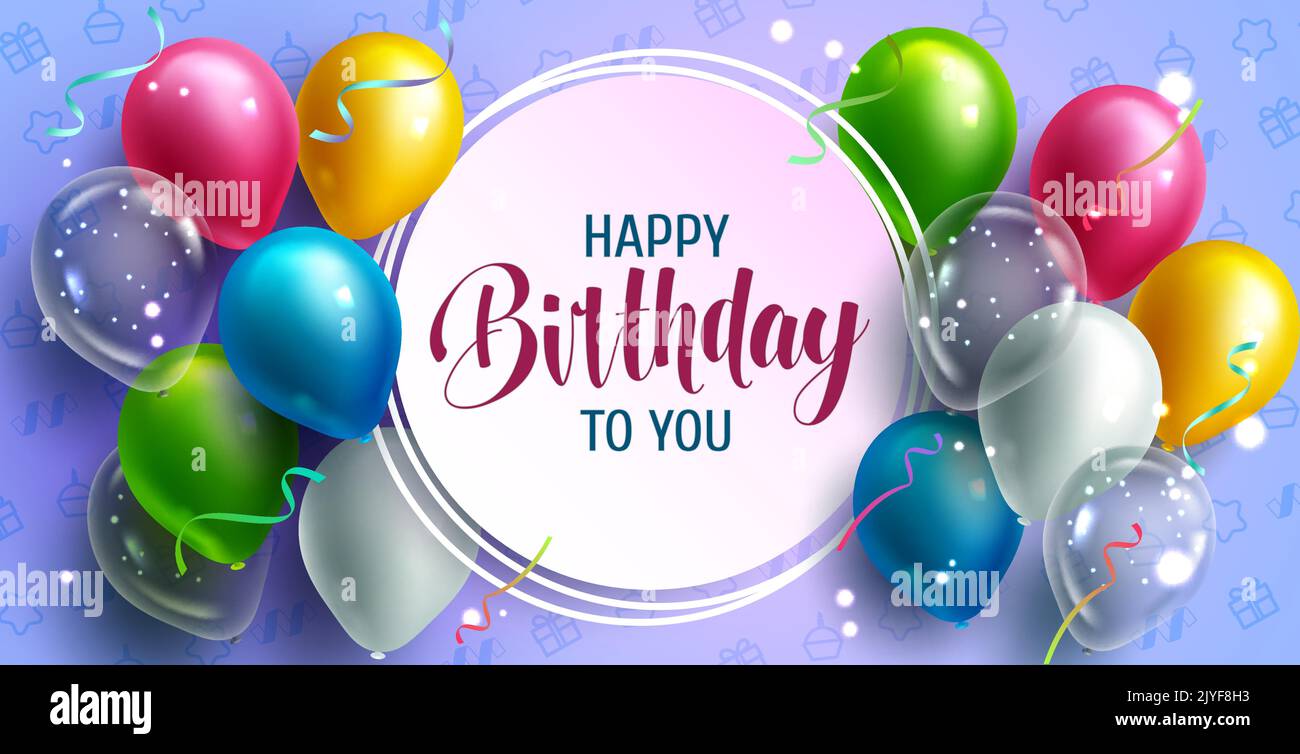 Birthday messages vector template design. Happy birthday text in circle ...