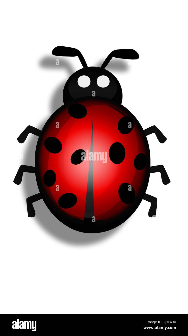Cute red ladybug beetle insect in flat style, 3d rendering Stock Photo ...