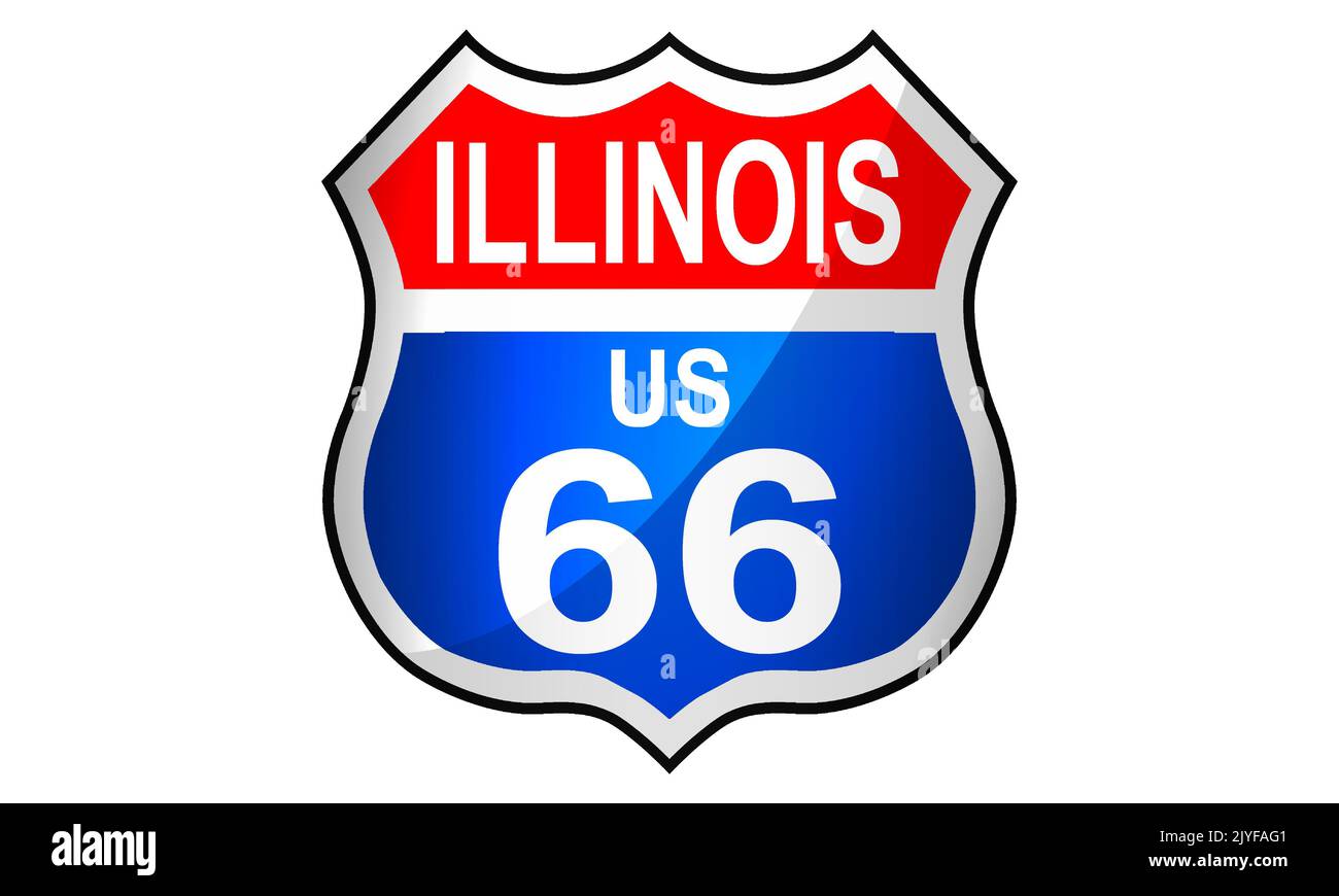 Illinois route US 66 sign icon , 3d rendering Stock Photo - Alamy