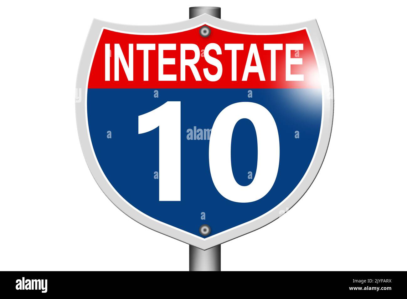 Interstate highway 10 road sign isolated on white background, 3d ...