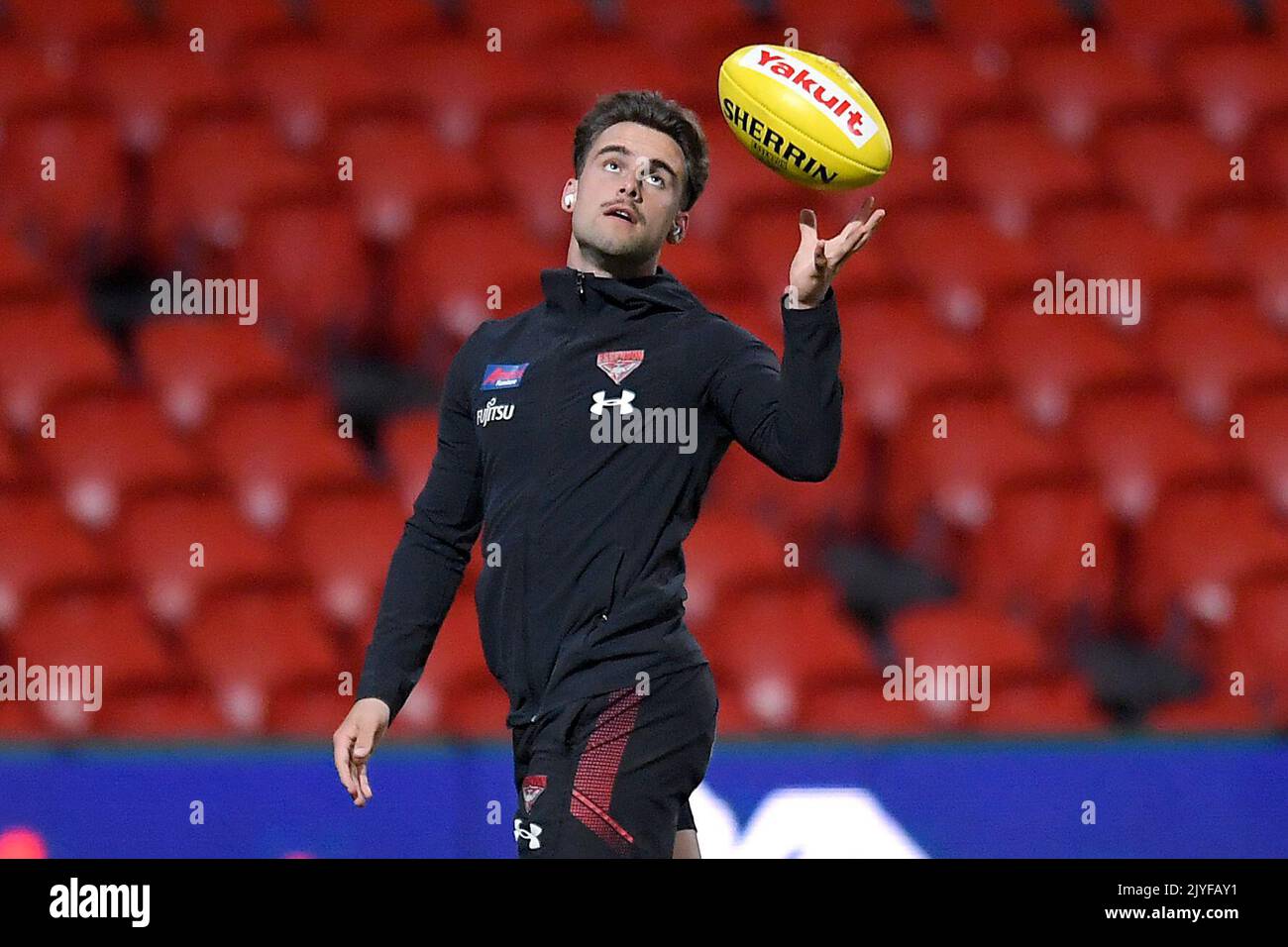 Will Snelling of the Bombers is seen ahead of the Round 9 AFL match ...