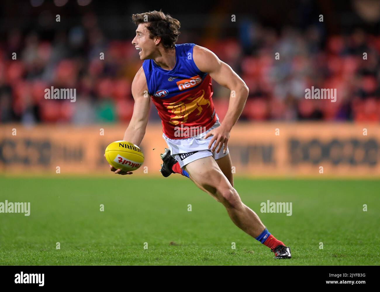 Noah Answerth of the Lions in action during the Round 9 AFL match ...
