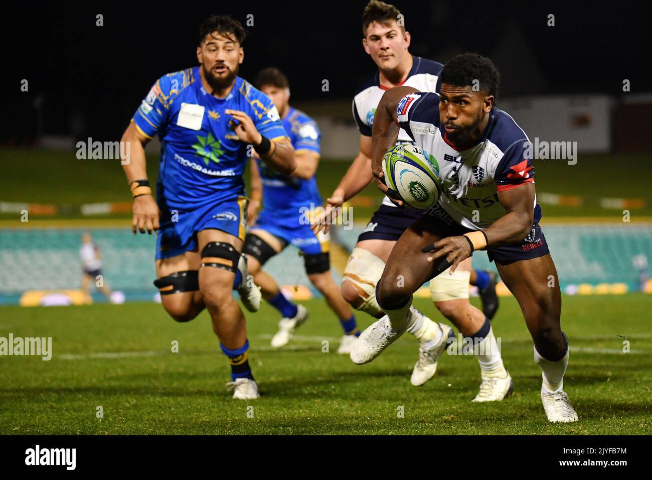 Frank Lomani of the Rebels makes a break during the Round 5 Super Rugby ...