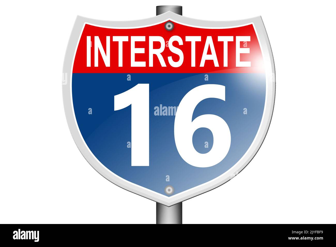 Interstate highway 16 road sign isolated on white background, 3d ...