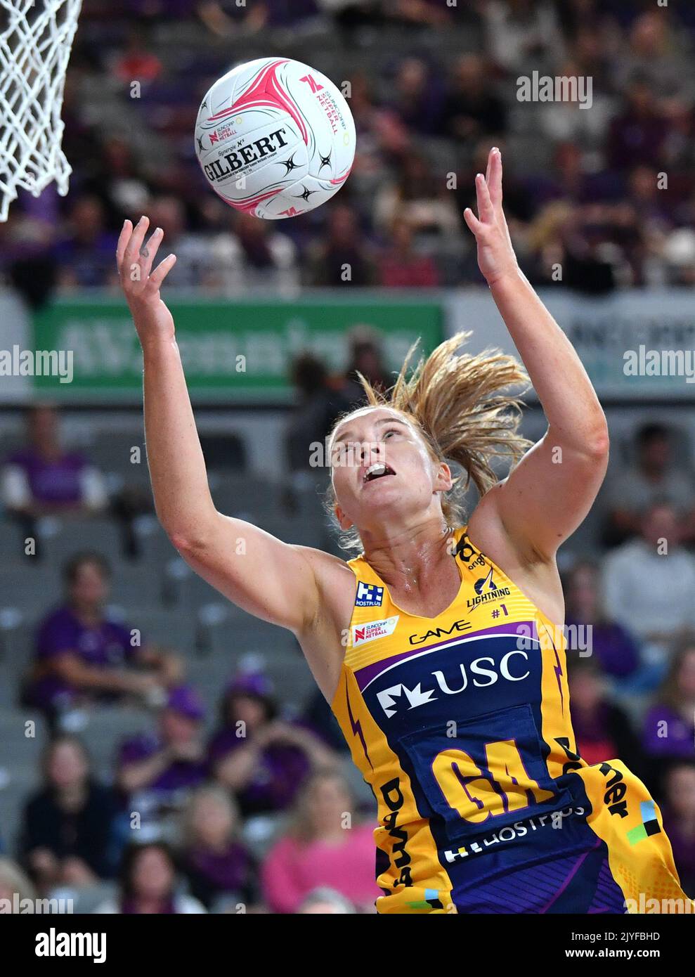 Stephanie Wood of the Lightning in action during the Round 1 Super ...