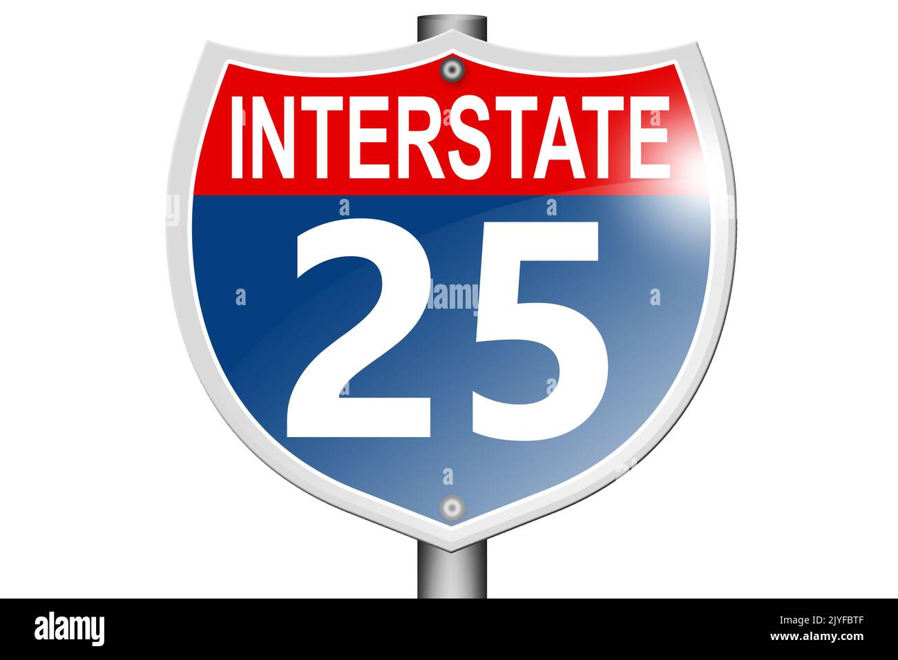 Interstate highway 25 road sign isolated on white background, 3d ...