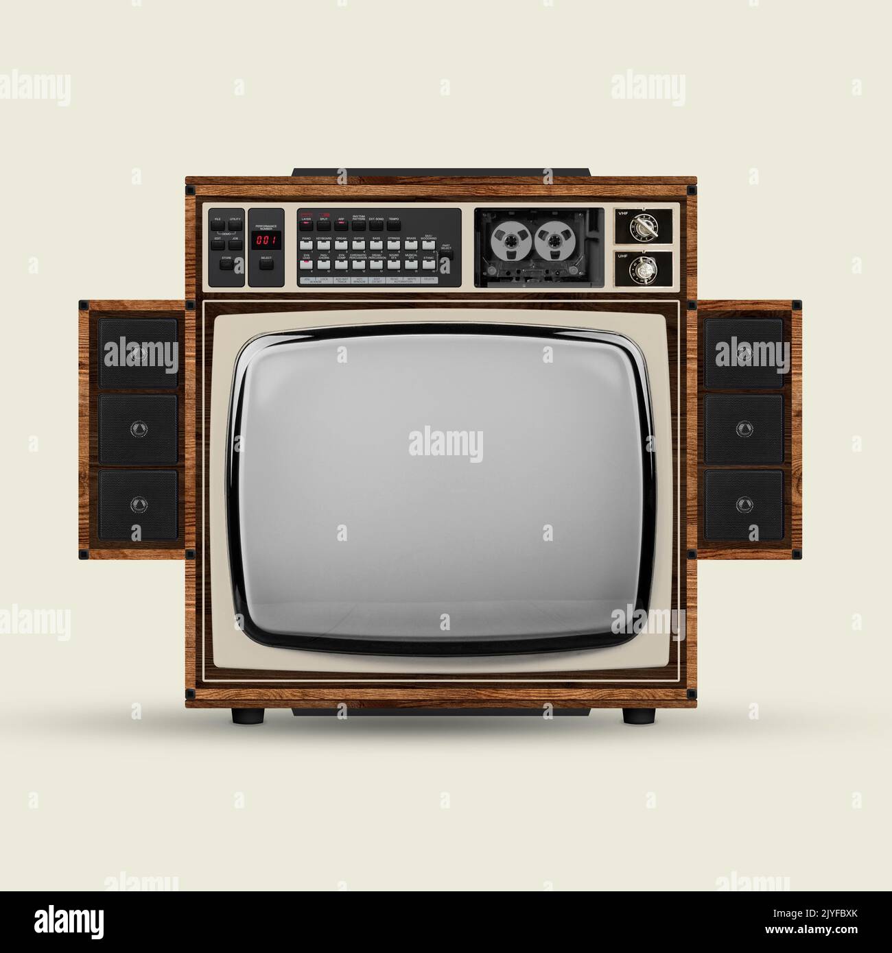 50s, 60s fashion style. Fictional, created model of retro tv set with ...