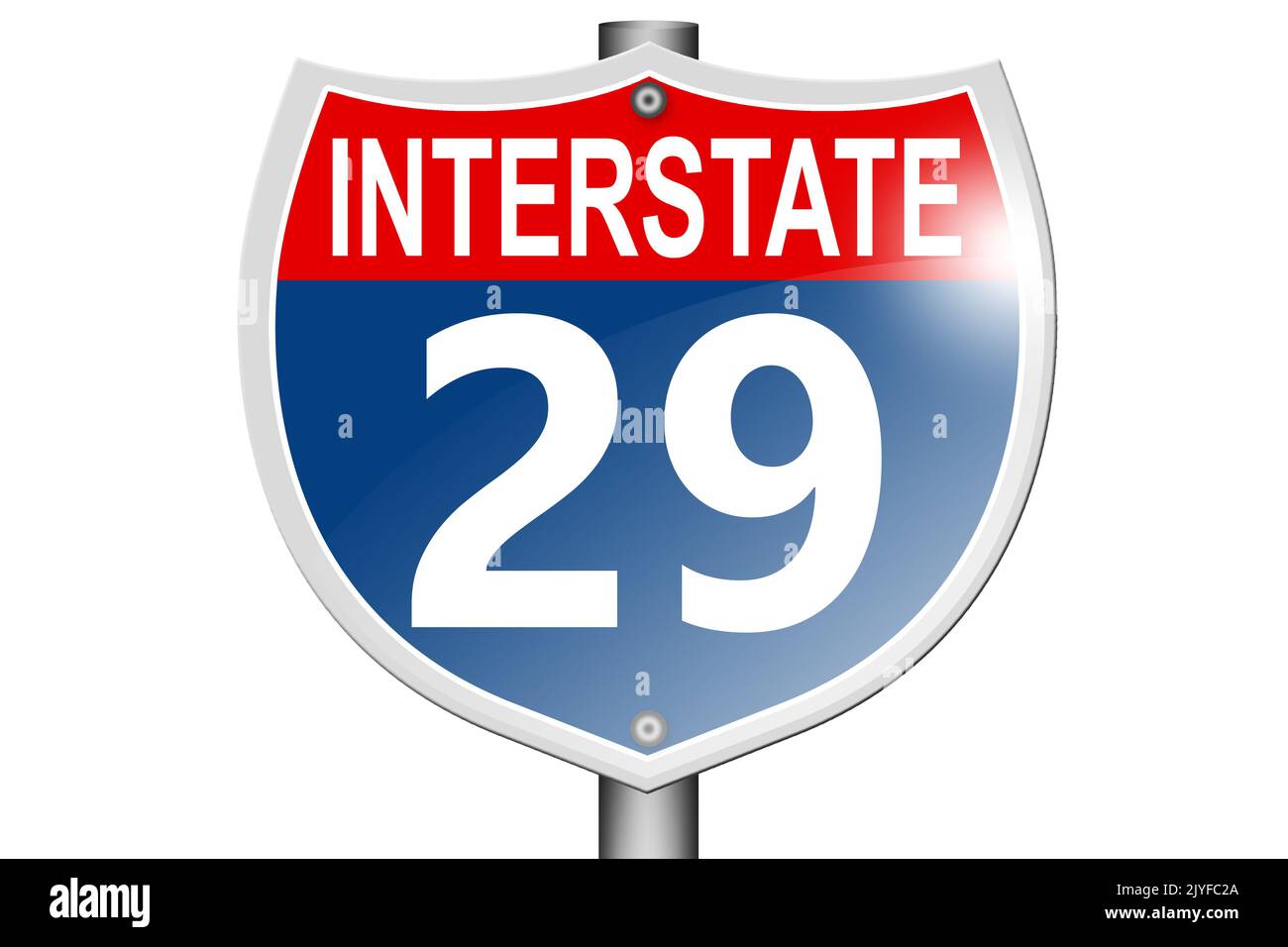 Interstate highway 29 road sign isolated on white background, 3d ...