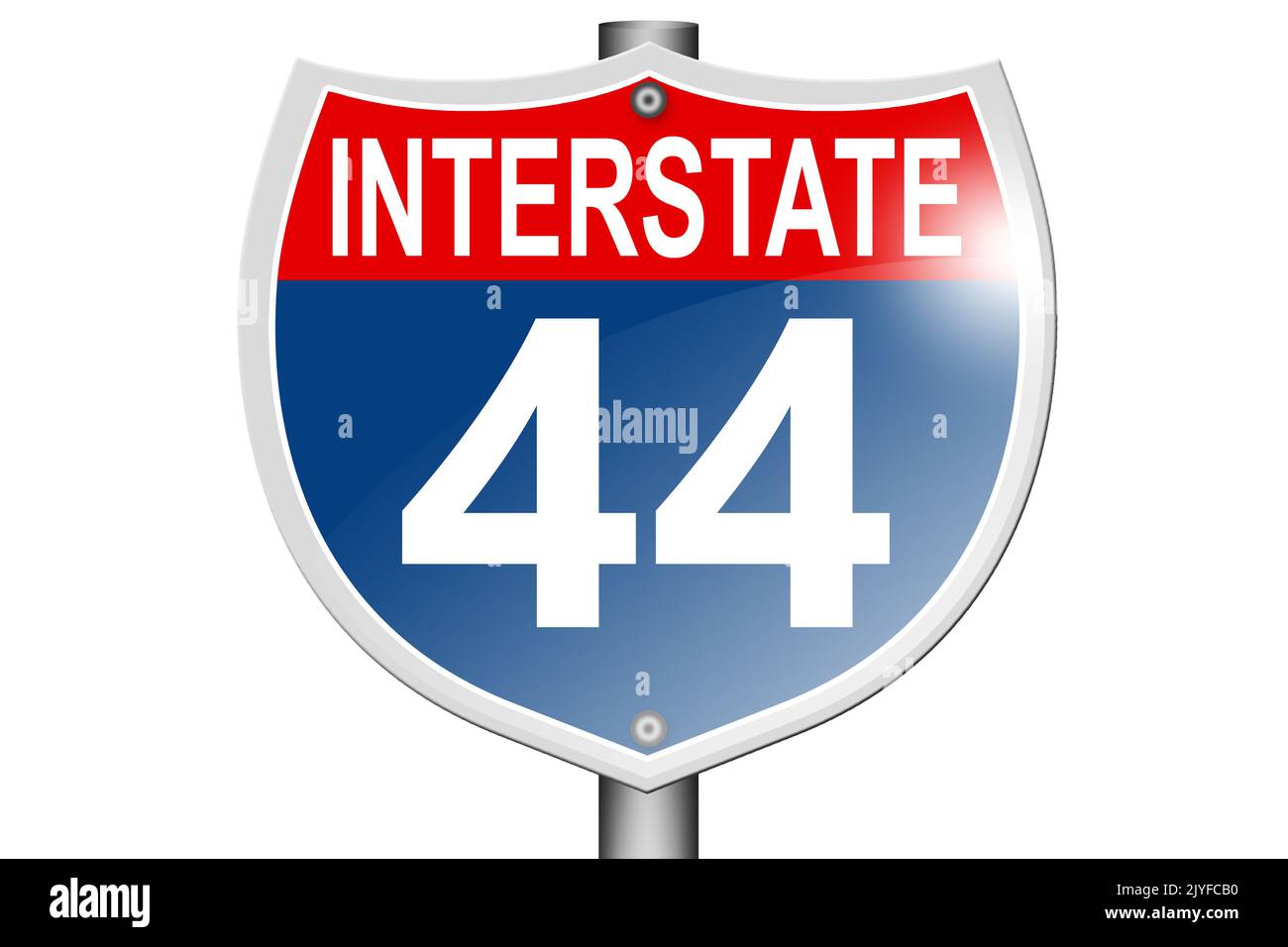 Interstate highway 44 road sign isolated on white background, 3d ...