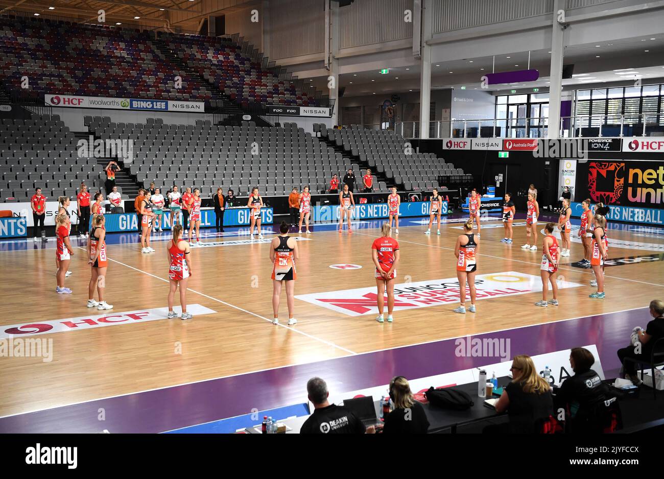 Giants and Swifts players stand against racism before the Round 1 Super ...