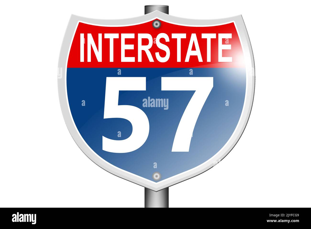Interstate highway 57 road sign isolated on white background, 3d ...