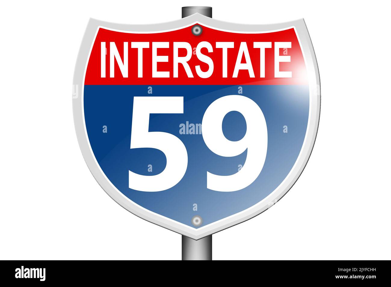 Interstate highway 59 road sign isolated on white background, 3d ...