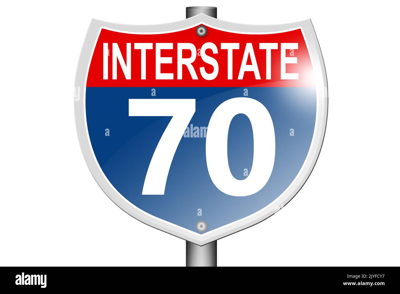 Interstate highway 70 road sign isolated on white background, 3d ...