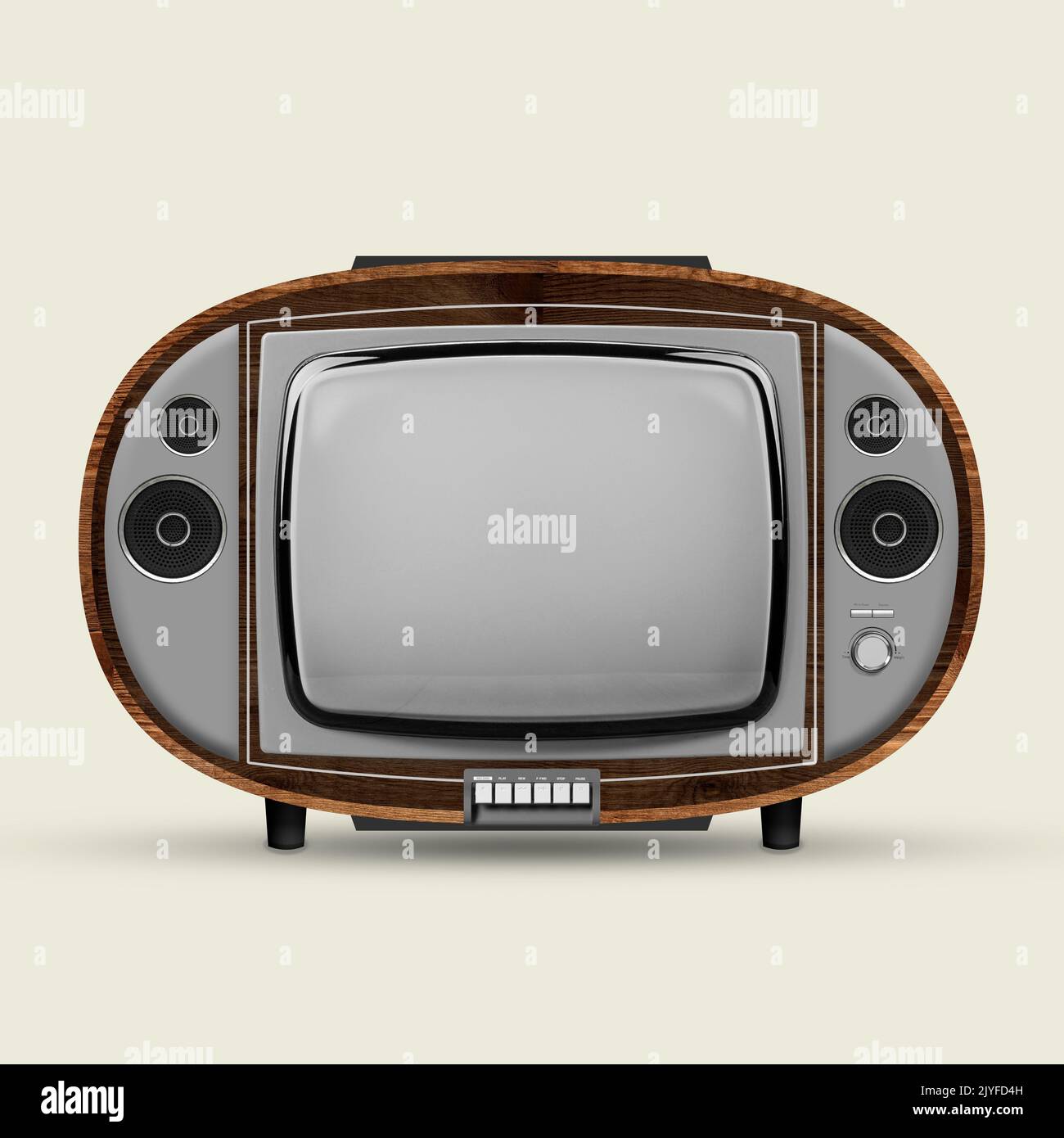 50s, 60s fashion style. Fictional, created model of retro tv set with ...