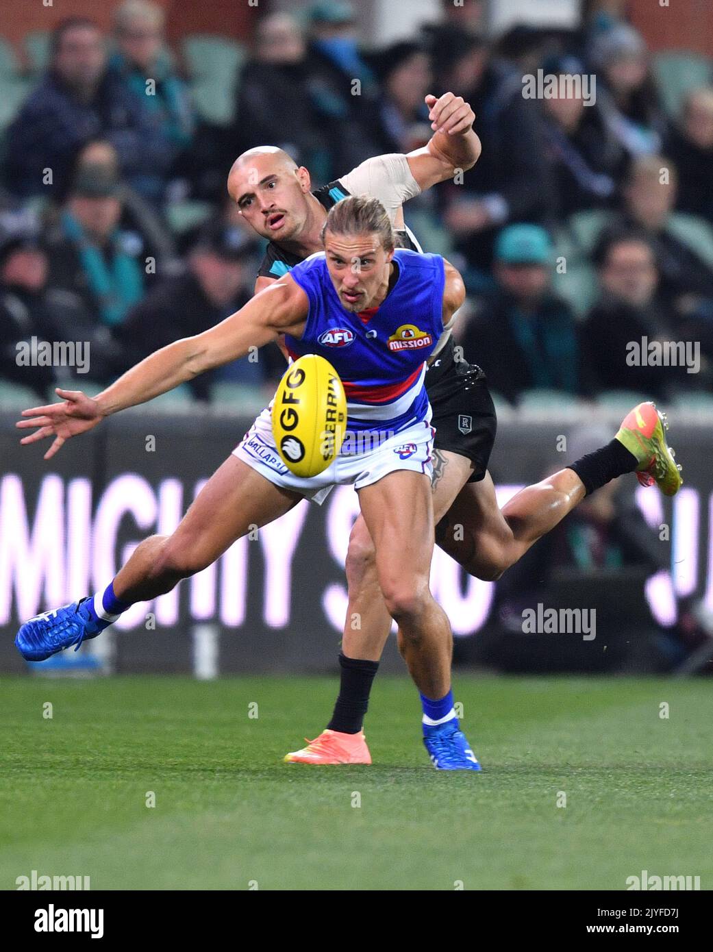 Sam Powell- Pepper of the Power and Roarke Smith of the Bulldogs ...