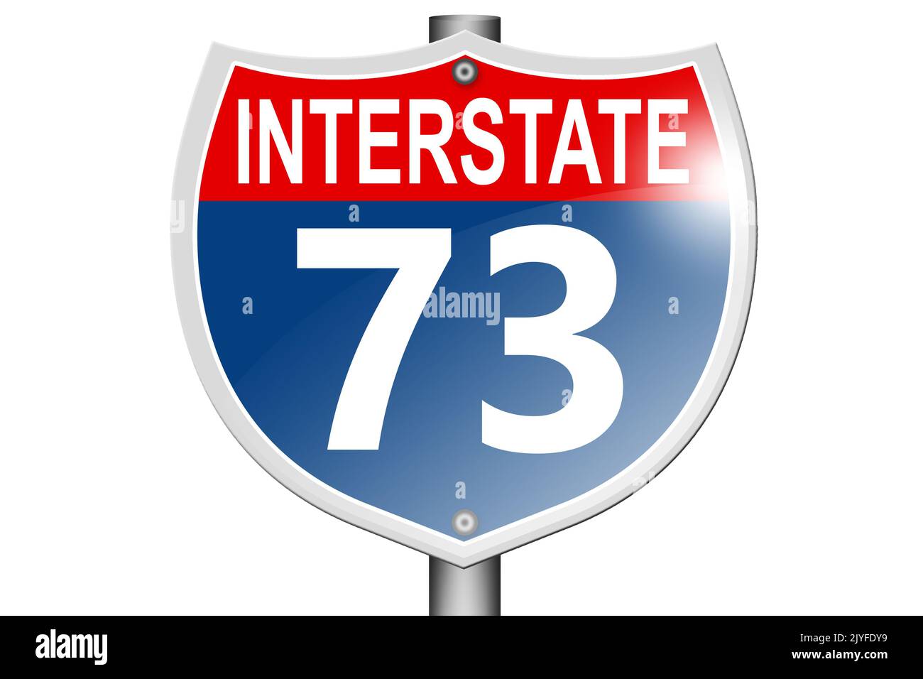 Interstate highway 73 road sign isolated on white background, 3d ...