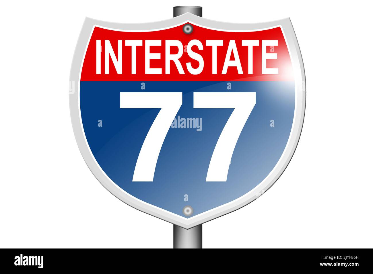 Interstate highway 77 road sign isolated on white background, 3d ...