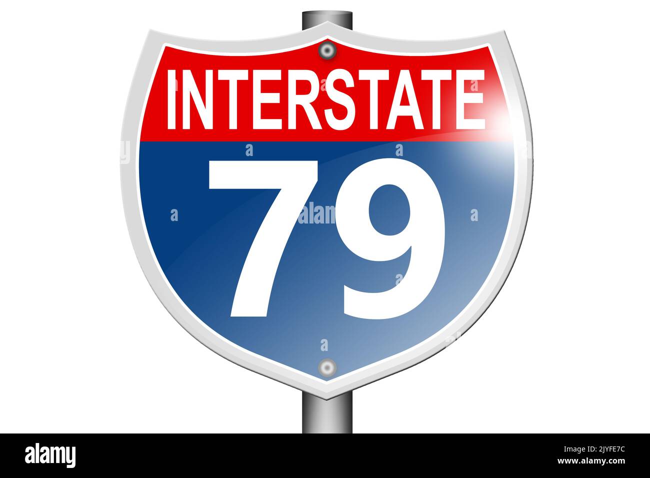 Interstate highway 79 road sign isolated on white background, 3d rendering Stock Photo - Alamy