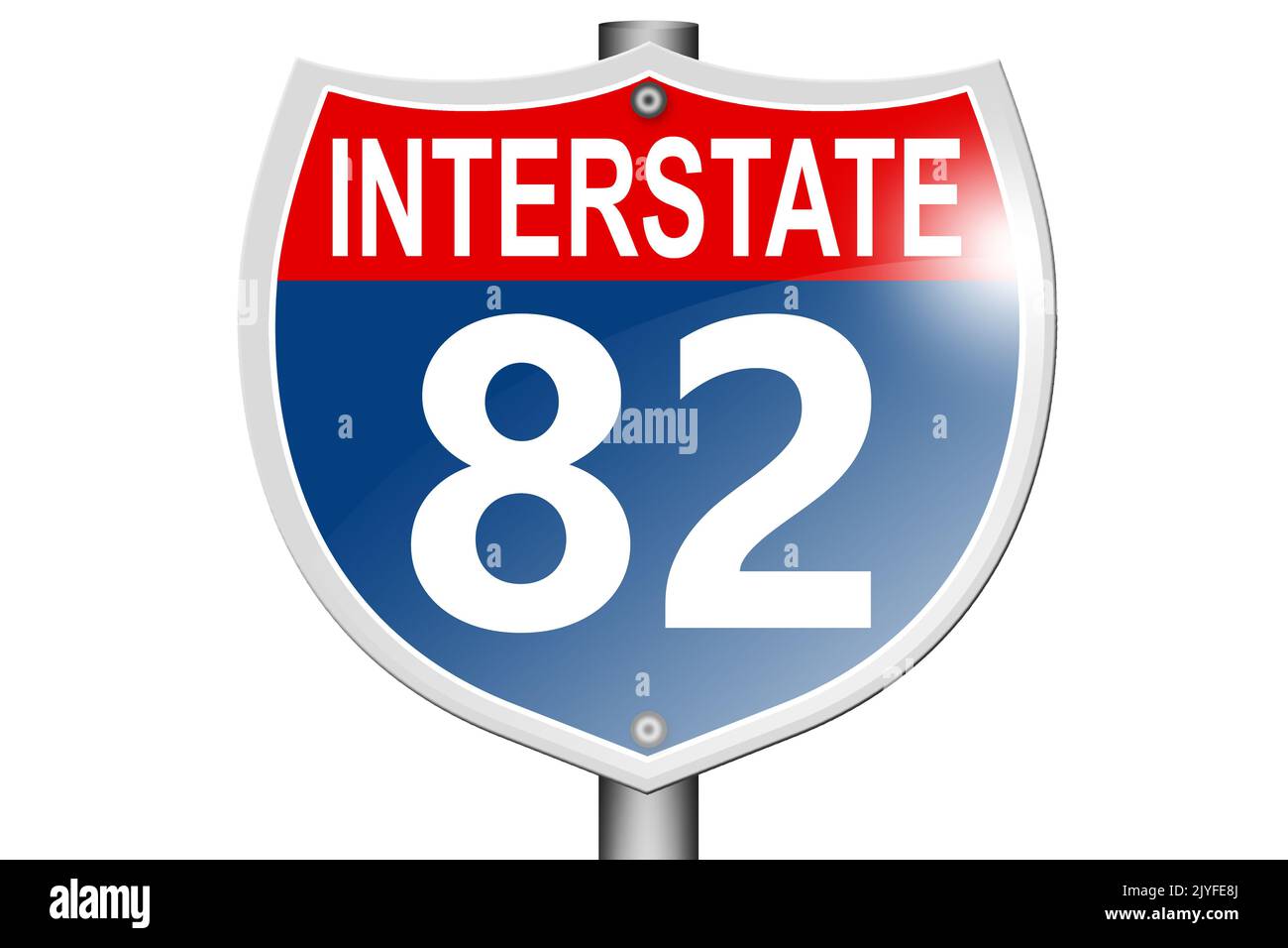 Interstate highway 82 road sign isolated on white background, 3d rendering Stock Photo - Alamy