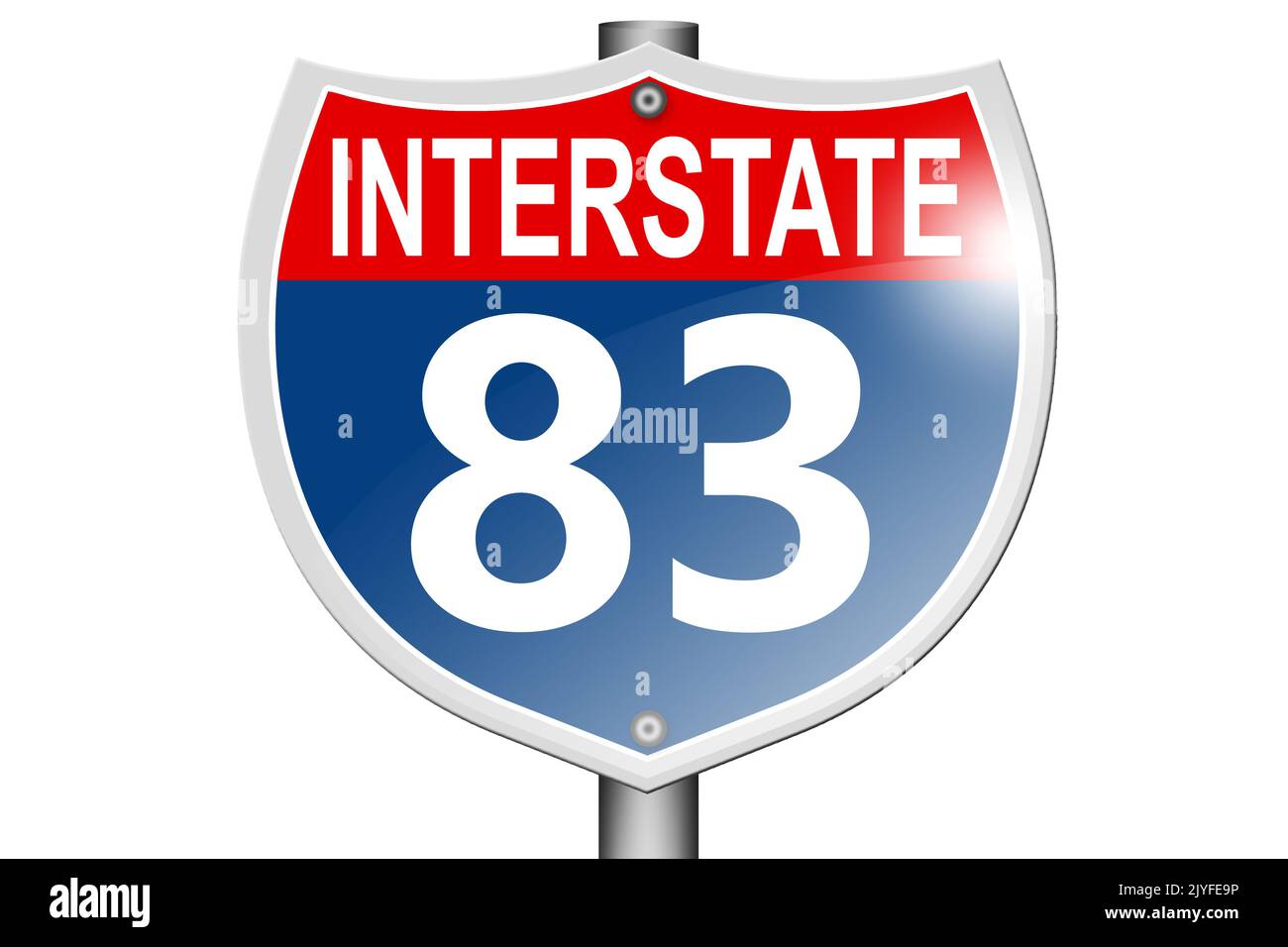 Interstate highway 83 road sign isolated on white background, 3d ...