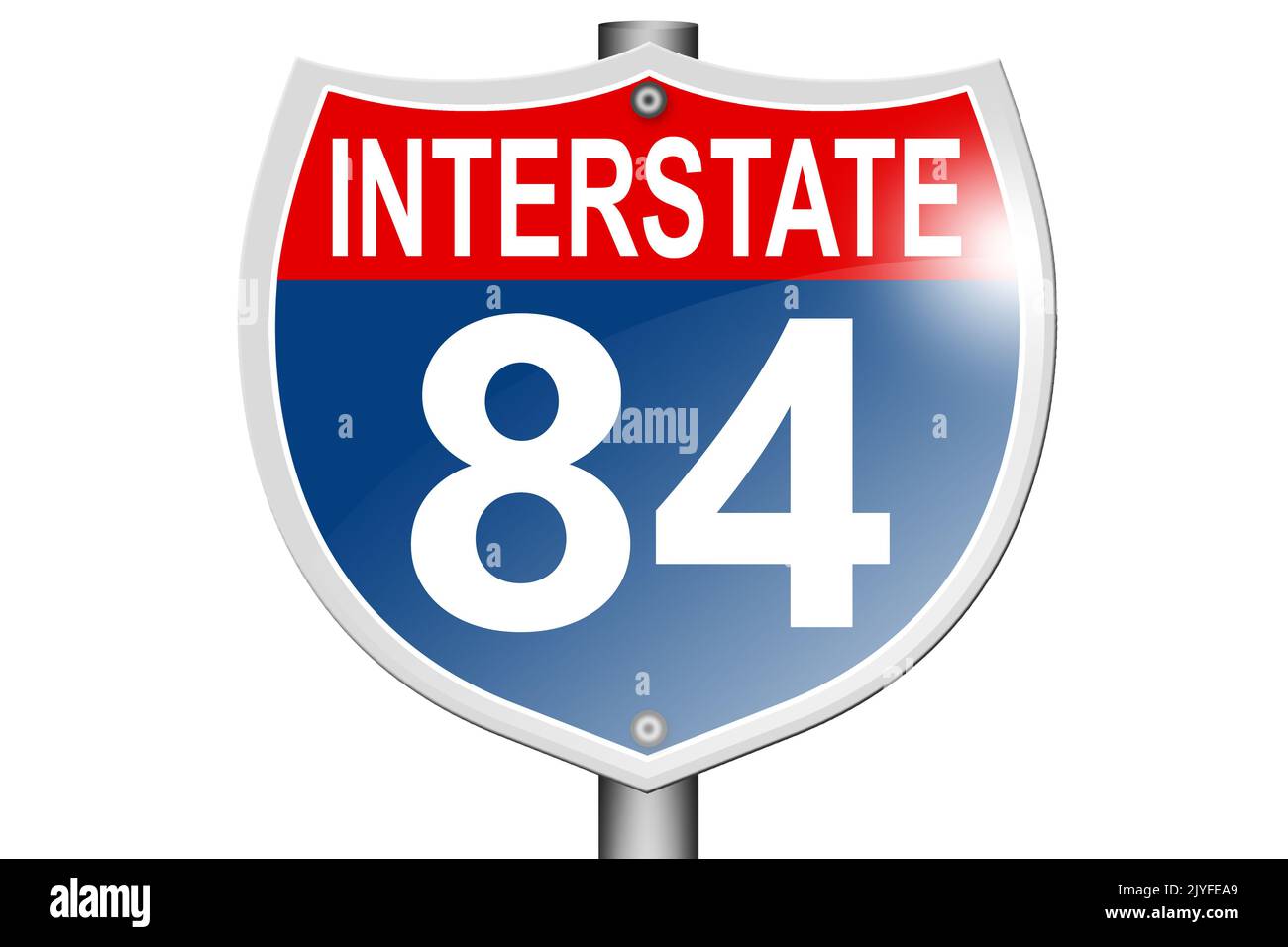 Interstate highway 84 road sign isolated on white background, 3d rendering Stock Photo - Alamy