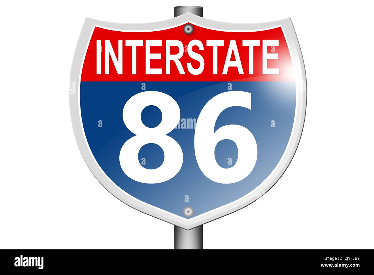 Interstate highway 86 road sign isolated on white background, 3d ...