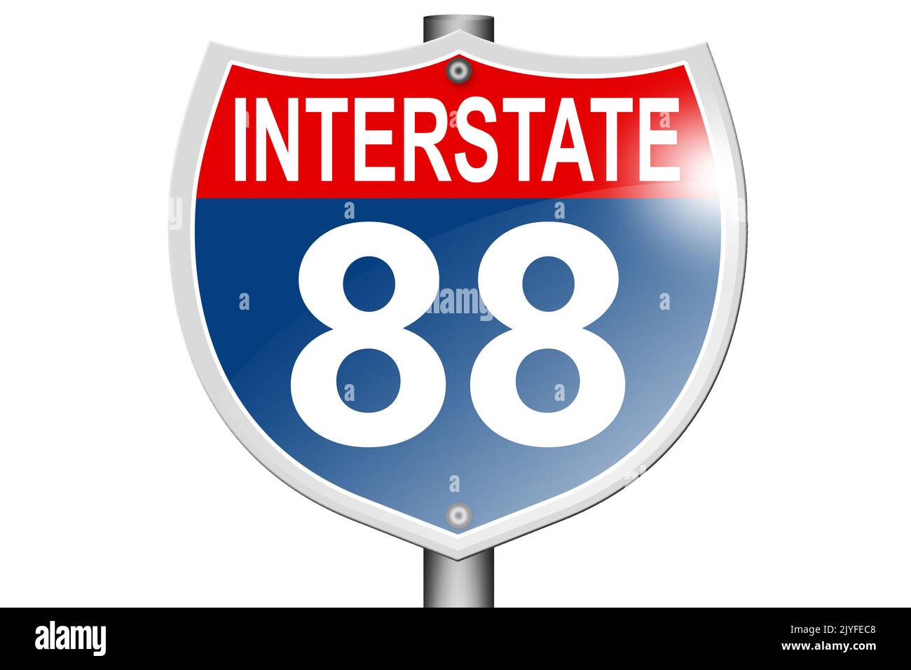 Interstate highway 88 road sign isolated on white background, 3d ...
