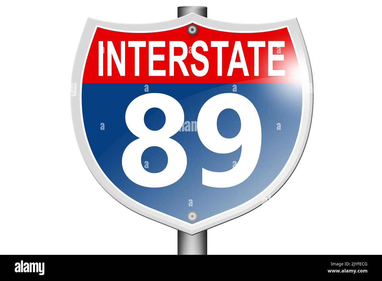 Interstate highway 89 road sign isolated on white background, 3d ...