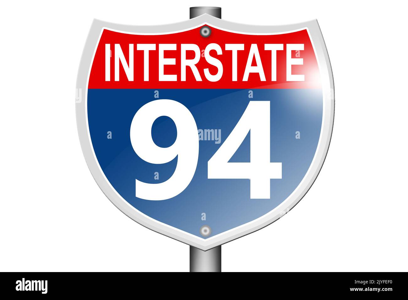Interstate highway 94 road sign isolated on white background, 3d ...