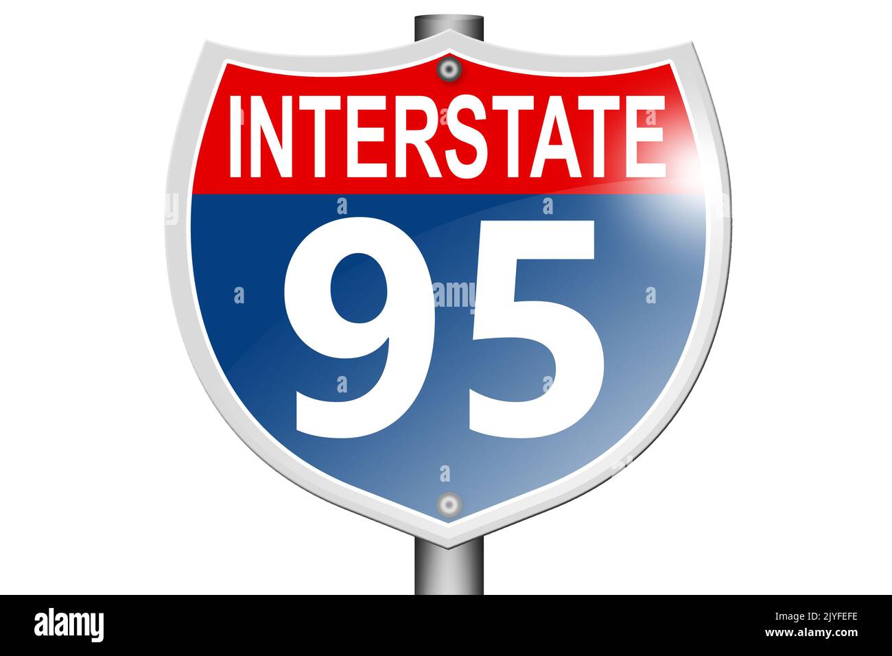 Interstate highway 95 road sign isolated on white background, 3d ...