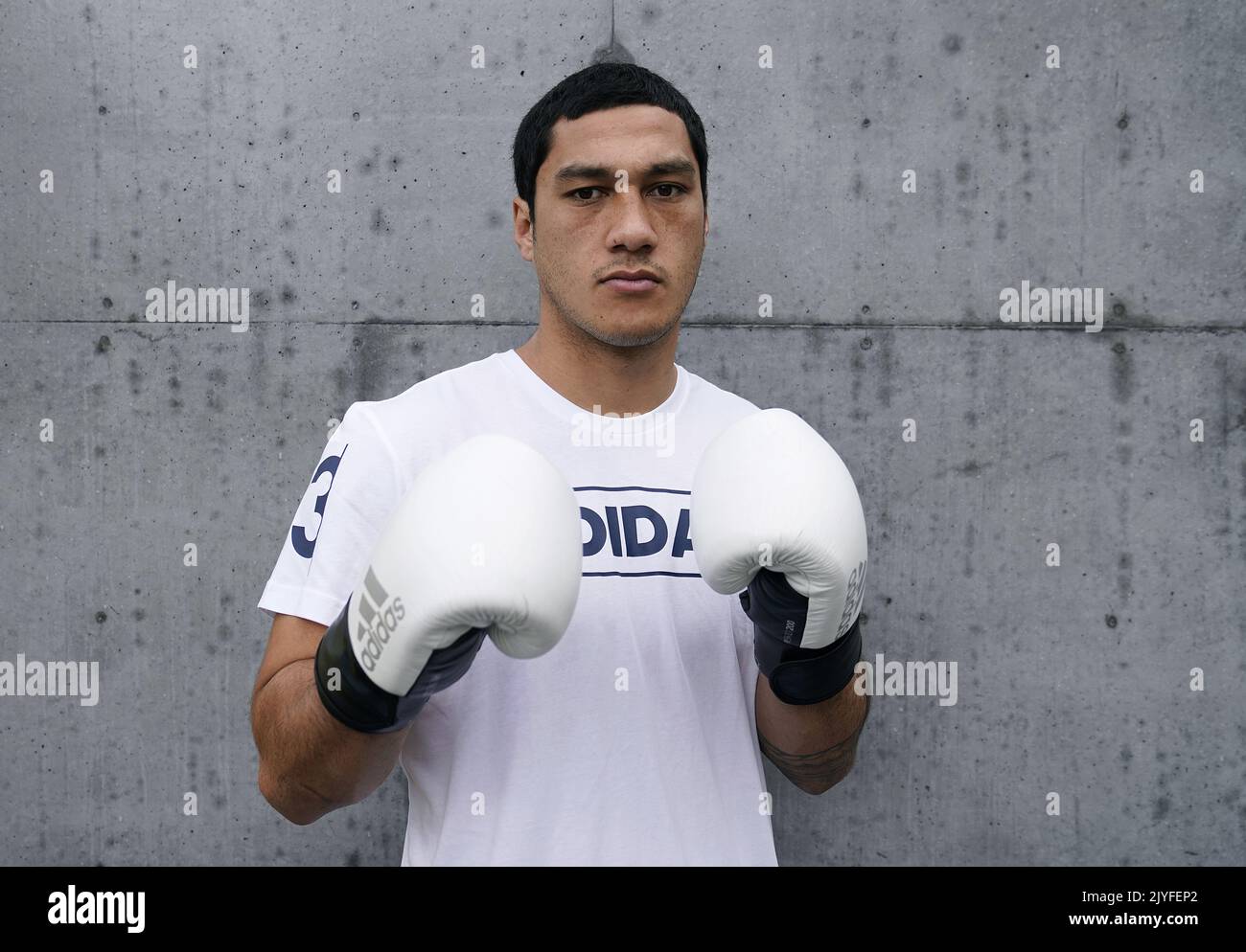 Australian world-ranked boxer Jai Opetaia poses for a photograph on the ...