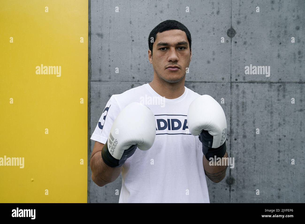Australian world-ranked boxer Jai Opetaia poses for a photograph on the ...