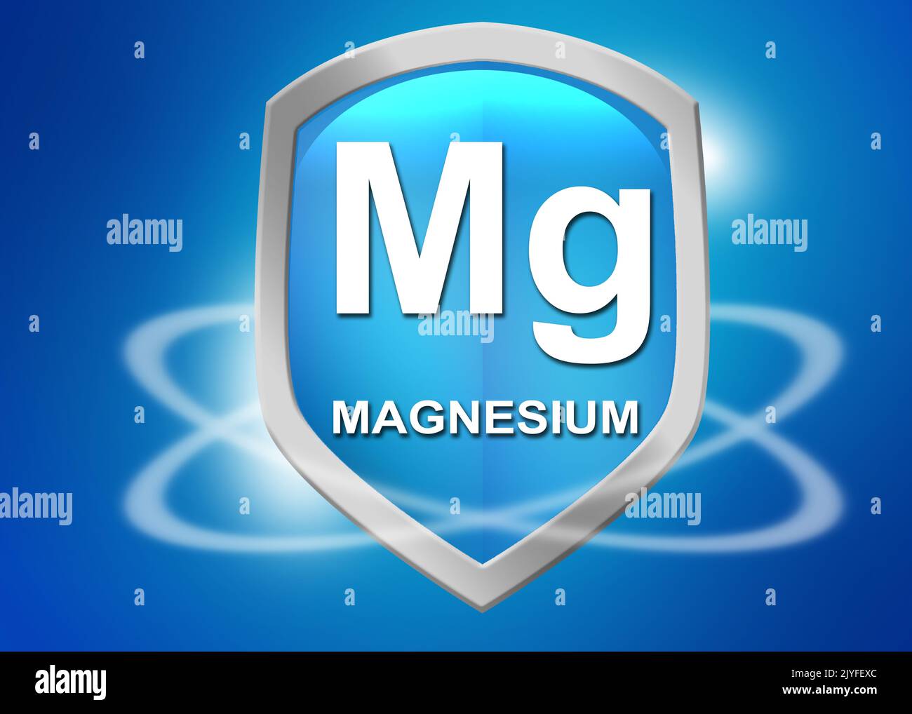 Minerals magnesium Mg shield for health concept, 3d rendering Stock ...