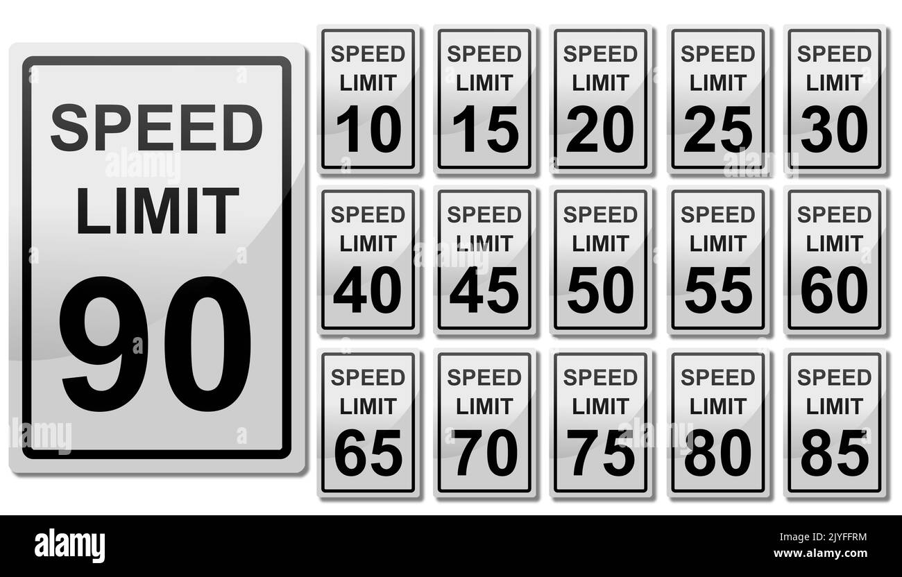 US road sign for speed limit, 3d rendering Stock Photo - Alamy