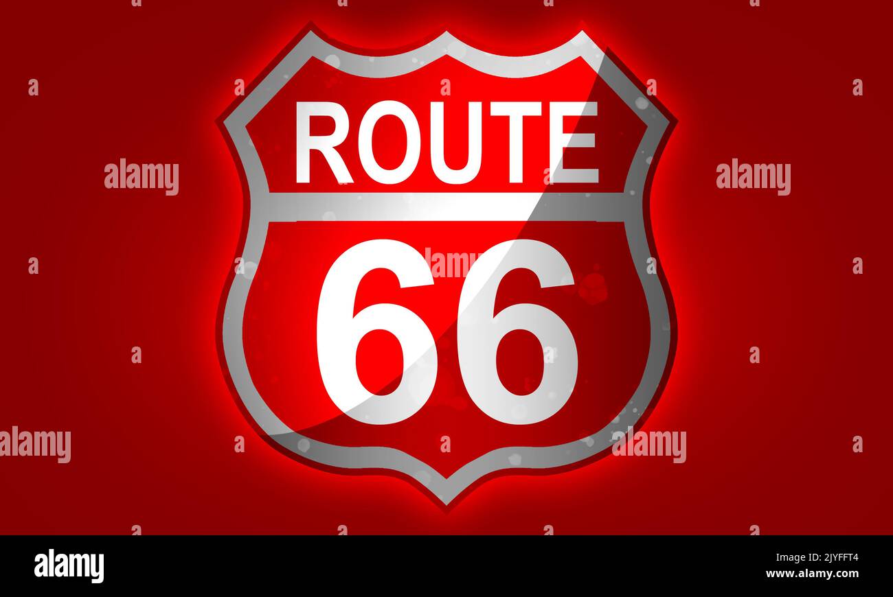 Route 66 classic icon, travel usa history highway, 3d rendering Stock ...