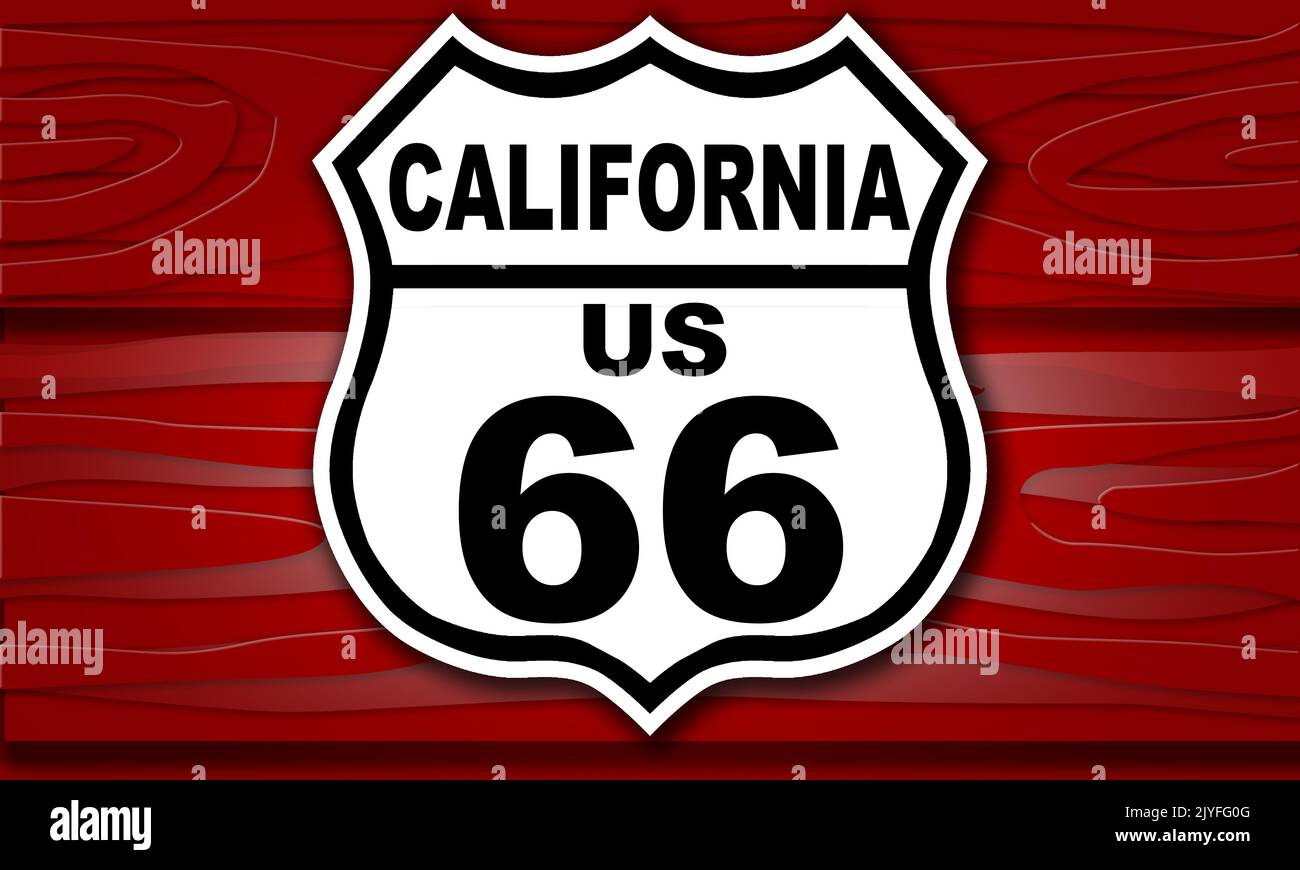 USA Route 66 vintage road sign for California state , 3d rendering ...
